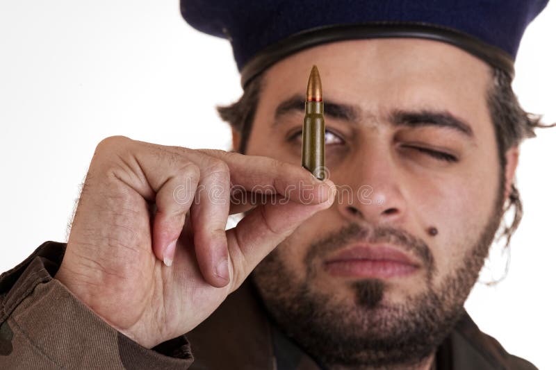 Soldier Checking His Bullet Stock Photo - Image of kalashnikov, battle ...