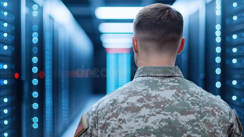 Soldier in Data Server Room Stock Image - Image of generated, soldier ...