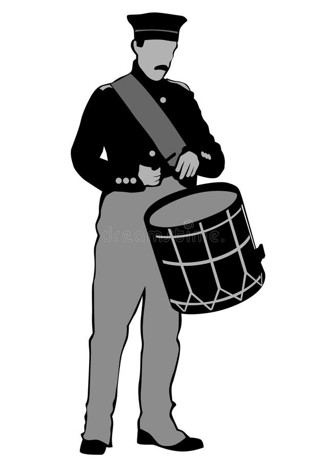 Soldier Drummer Playing Drum, Member Of Army Military Band With Musical ...