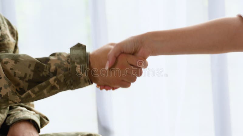 Soldier and Female Psychologist Handshake, Post-war Support Stock ...