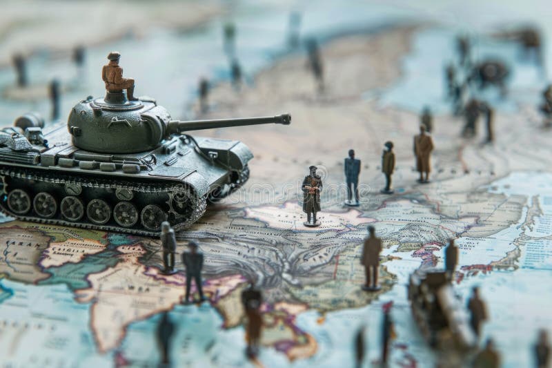 Soldier Figures and Tanks on Strategic Map, War Concept Stock Photo ...