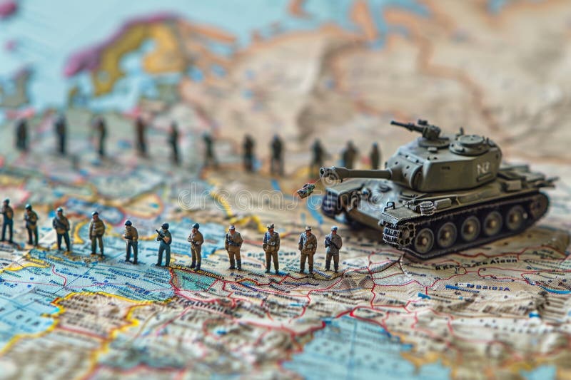 Soldier Figures and Tanks on a Strategic Military Map Stock Photo ...