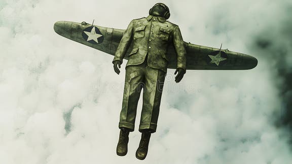A Soldier in Flight among the Clouds Stock Image - Image of clouds ...
