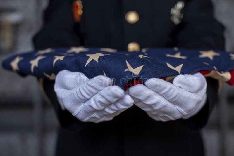 Honor Guard with Folded Flag Stock Photo - Image of remembrance, hero ...