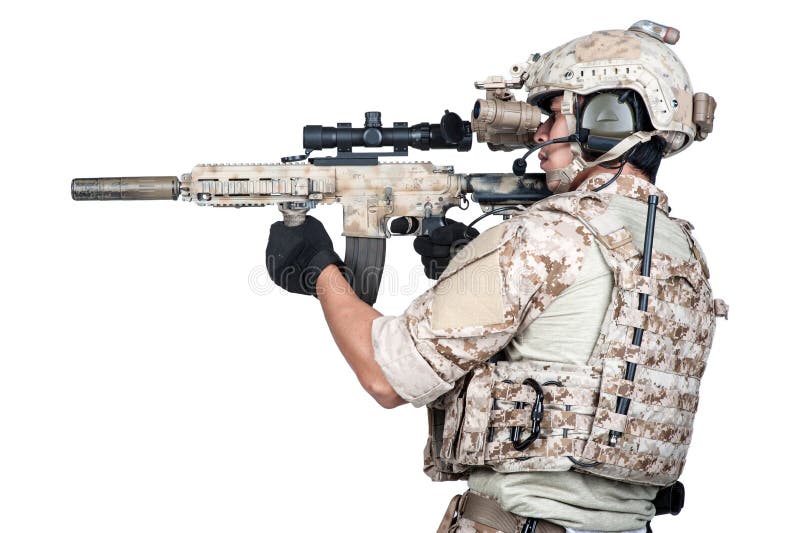 Soldier Full Armor Shoot Isolated Stock Photo - Image of looking ...