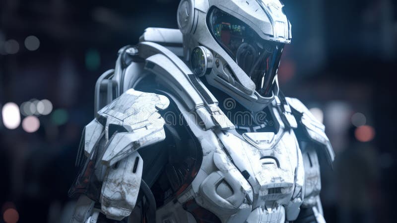 Soldier in Futuristic Space Armor, Science Fiction, White Armor ... Soldier in Futuristic Space Armor, Science Fiction, White Armor ...