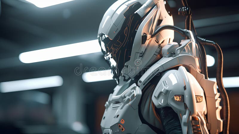 Soldier in Futuristic Space Armor, Science Fiction, White Armor ... Soldier in Futuristic Space Armor, Science Fiction, White Armor ...