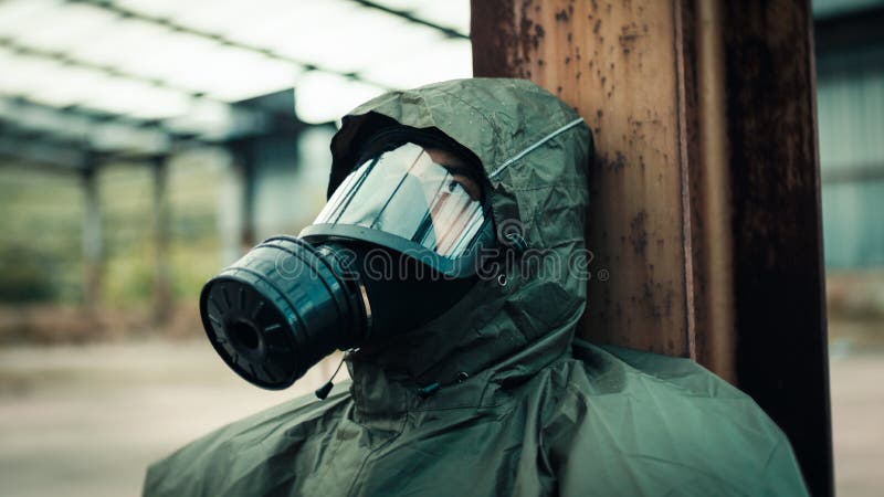 Soldier with Gas Mask is Resting on the Ground Stock Photo - Image of ...