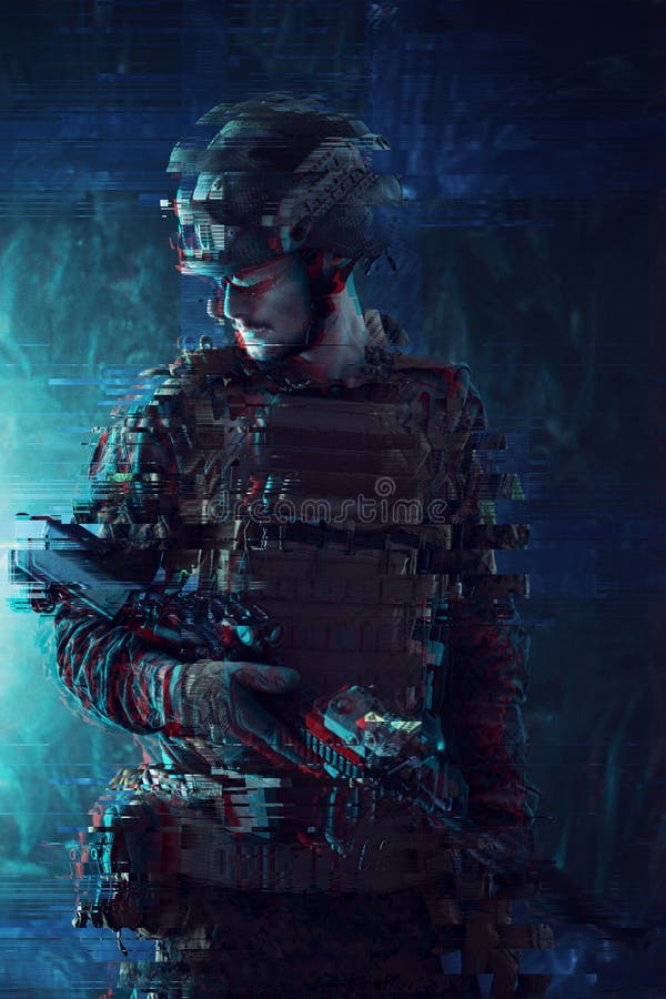 Soldier glitch stock photo. Image of graphic, technology - 166538214