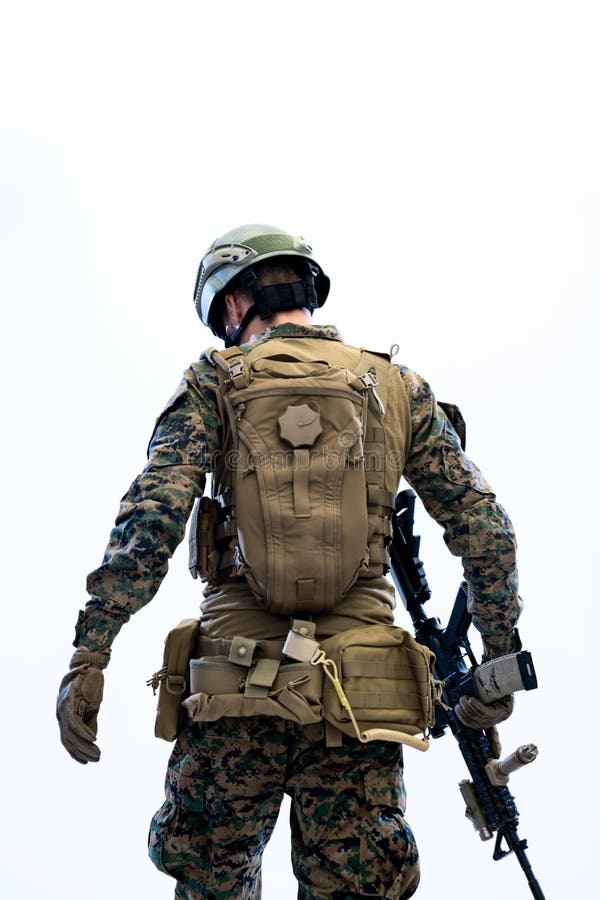 Soldier Going in Battle Rear View Stock Image - Image of assault ...