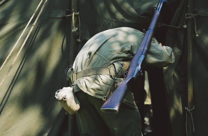 Soldier with a Gun Turned Back Stock Photo - Image of marines, human ...