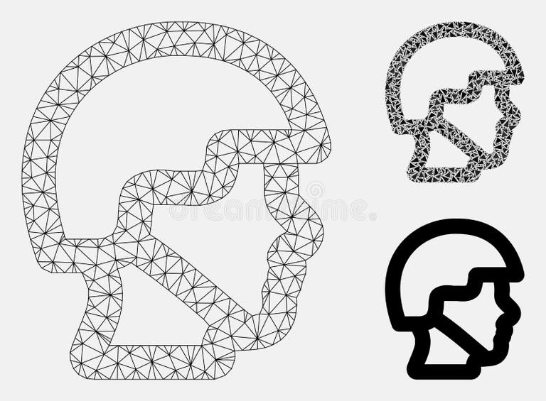 Soldier Head Vector Mesh Network Model and Triangle Mosaic Icon Stock ...