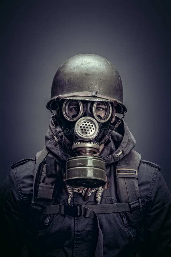Soldier with Helmet and Gas Mask Stock Photo - Image of helmet, camera ...