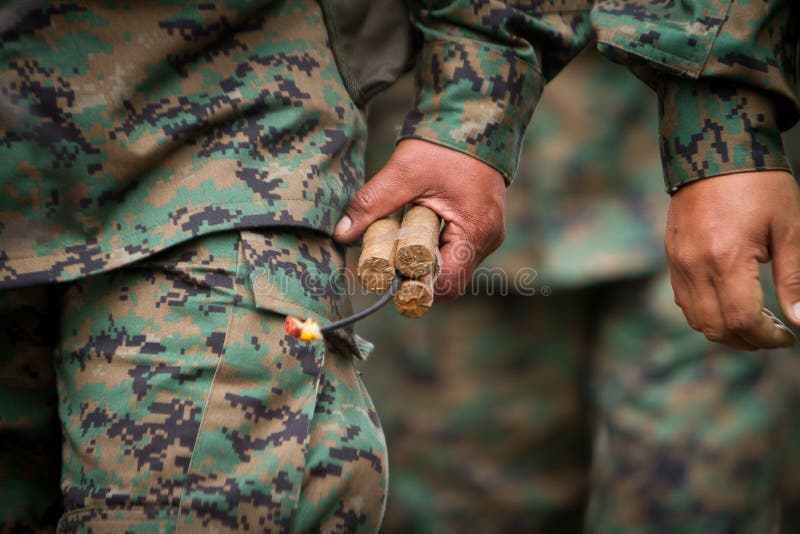 Soldier with dynamite stock photo. Image of assault, armor - 35069692