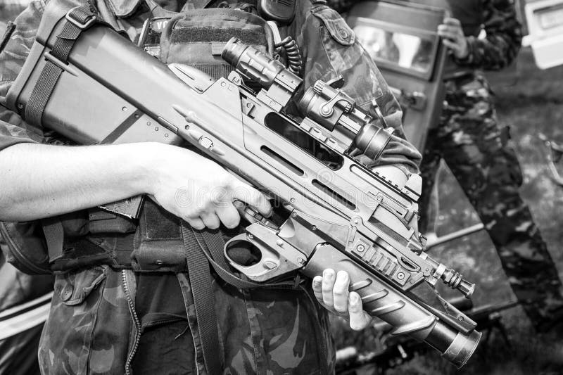 Man Holding AK-47 Machine Gun Isolated On White Stock Photo - Image of ...