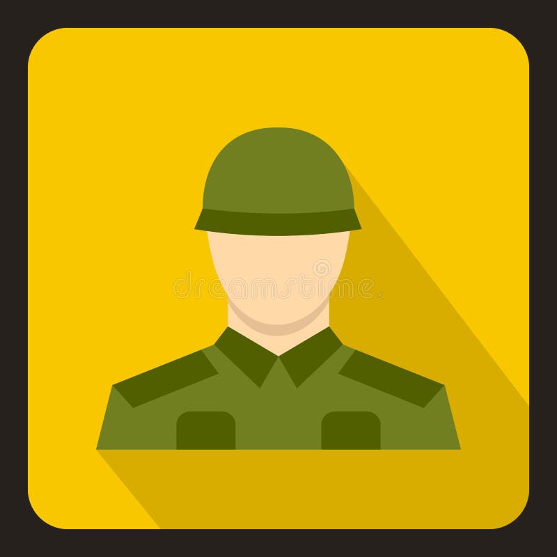Soldier icon, flat style stock illustration. Illustration of profession ...