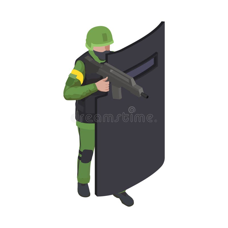 Soldier Isometric Illustration Stock Vector - Illustration of fighting ...