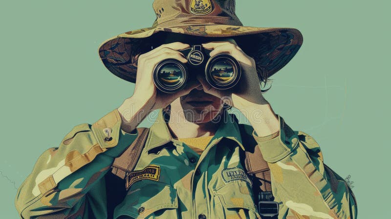 A Soldier Looking through Binoculars AIGZ01 Stock Image - Image of ...