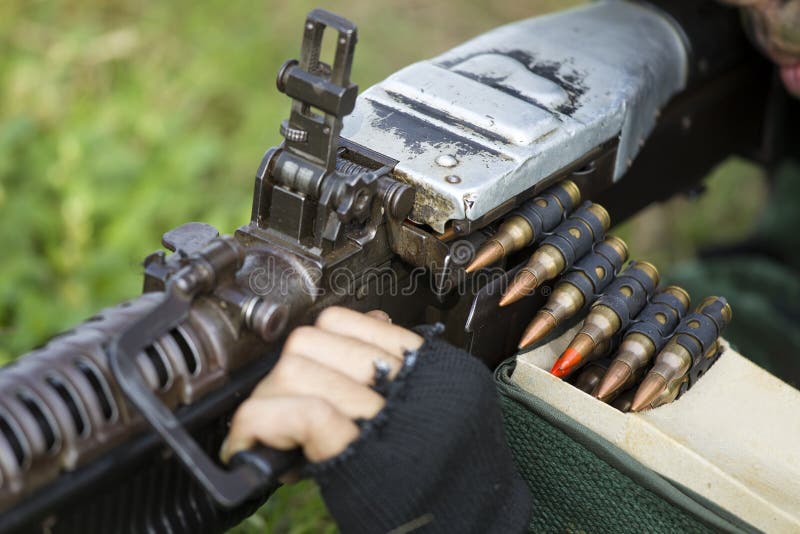 Soldier with the Machine Gun Stock Image - Image of guard, marksman ...