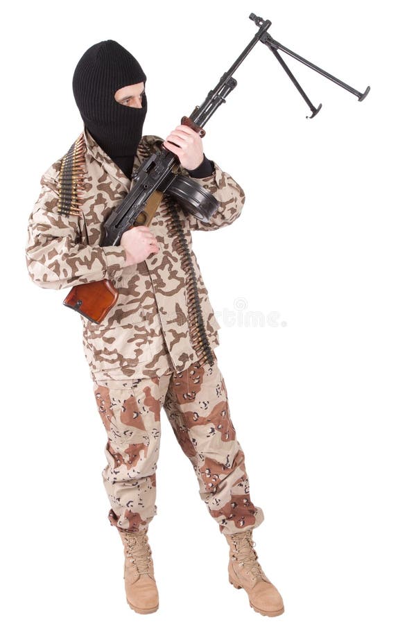 Soldier with machine gun stock photo. Image of shooter - 41877892