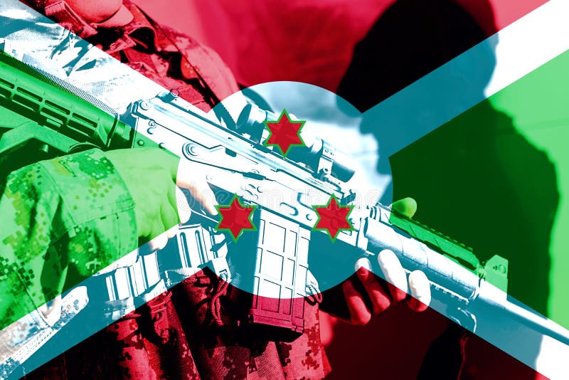 Soldier with Machine Gun with National Flag of Burundi Stock Photo ...