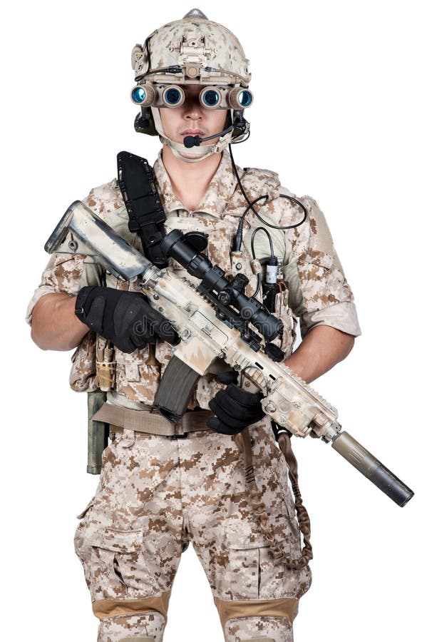 Soldier Man Full Armor Hold Machine Gun Stock Image - Image of glove ...