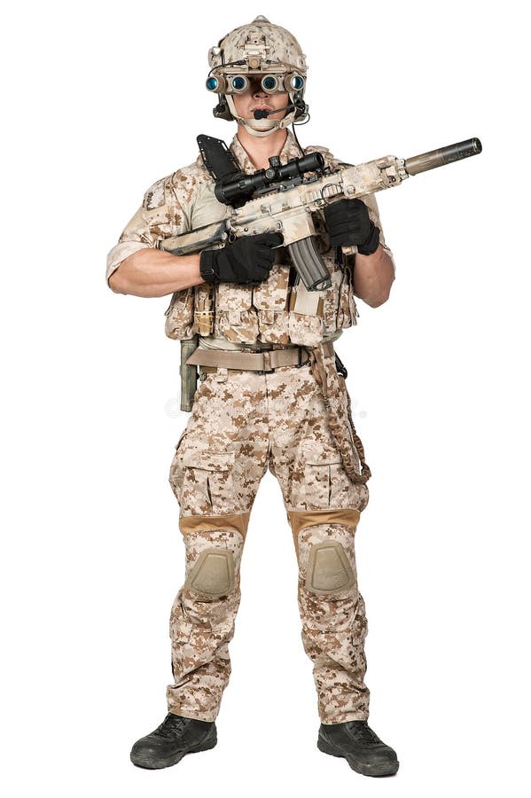 Soldier Man Full Armor Hold Machine Gun Stock Image - Image of military ...