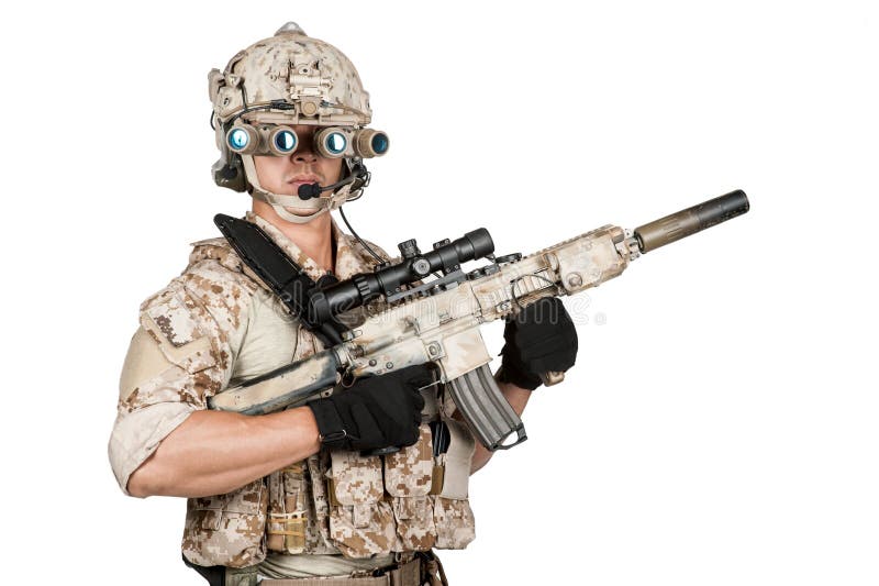 Soldier Man Full Armor Hold Machine Gun Stock Photo - Image of helmet ...