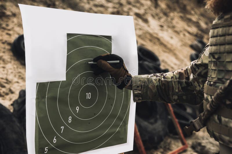 Soldier Marking the Target for Shooting Stock Image - Image of officer ...