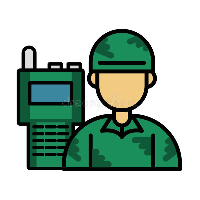 Radio, Man, Soldier, Walk, Military Pictogram Icon Stock Illustration ...