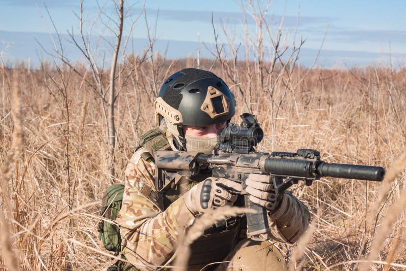 Soldier in NATO Uniform Aiming Stock Image - Image of army, ammunition ...