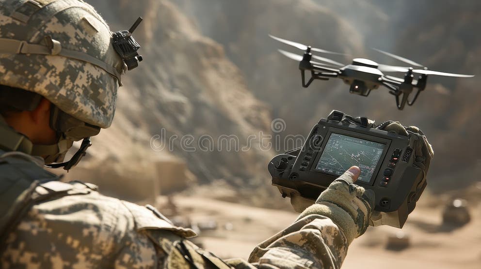 Soldier Operating Drone in Military Operation, Holding Tactical ...
