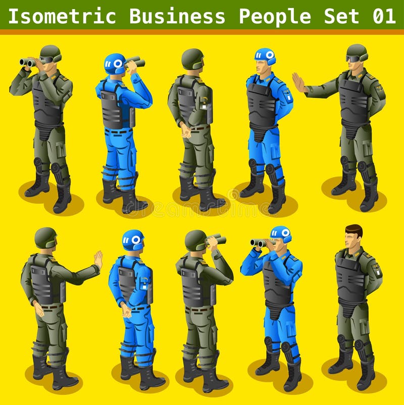 Soldier 01 People Isometric Stock Vector - Illustration of character ...