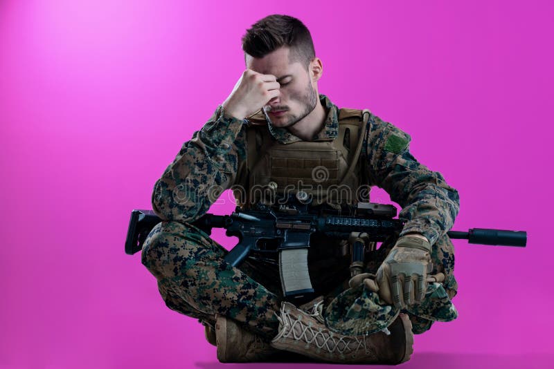 Soldier with problems stock image. Image of male, face - 168768713