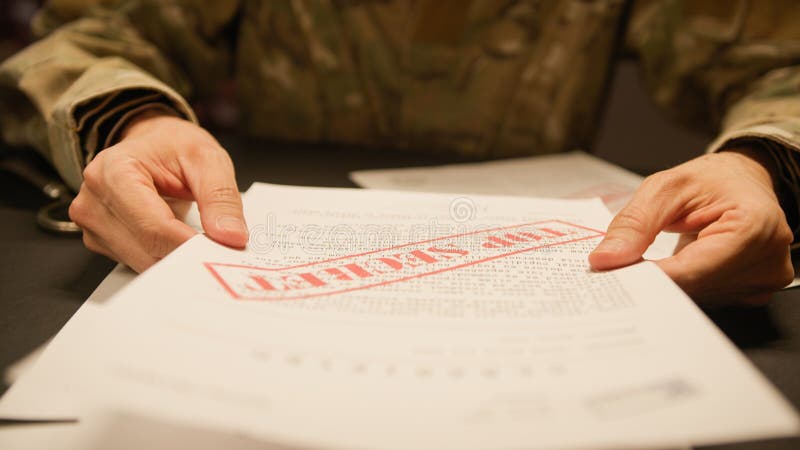Soldier is Reading Classified Document Stock Photo - Image of military ...