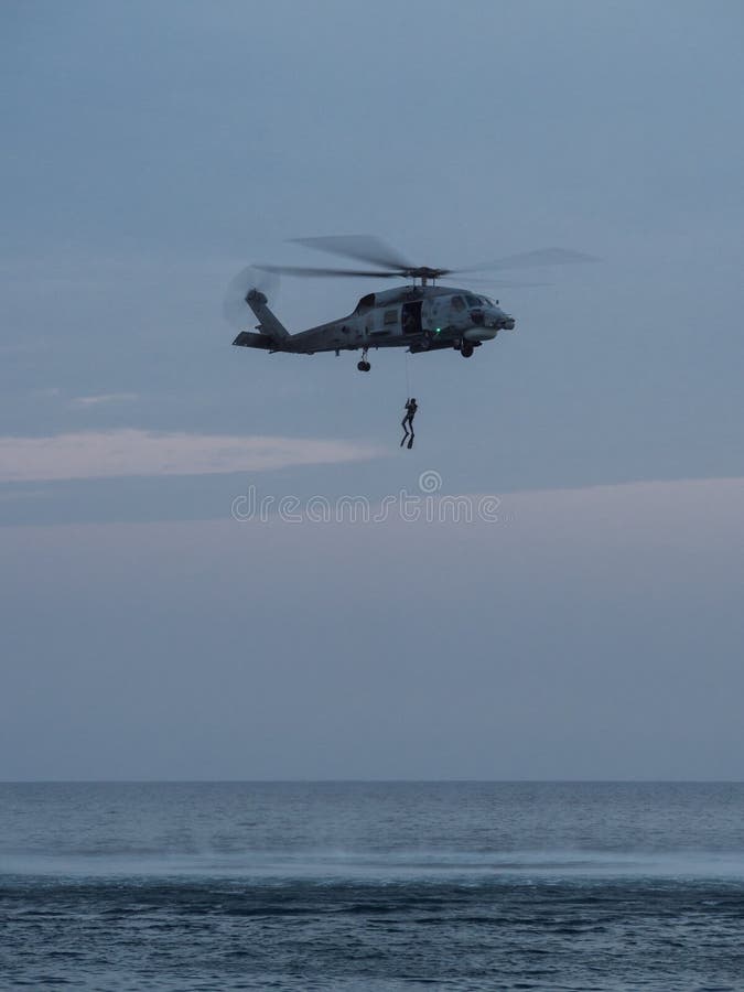 Soldier Rescue Demostration with a Helicopter Stock Image - Image of ...