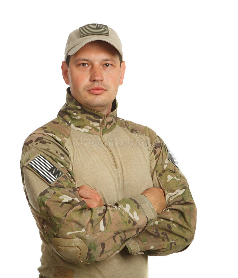 Soldier with Rifle Isolated on White Background Stock Photo - Image of ...