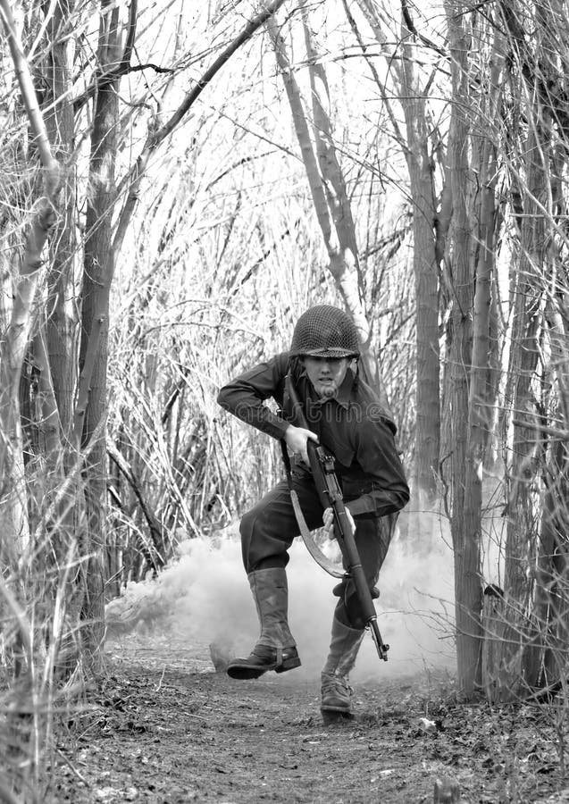 Soldier Running from Explosion Stock Photo - Image of boots, america ...