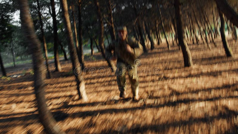 Soldier Runs Scared in the Forest Stock Footage - Video of soldier ...
