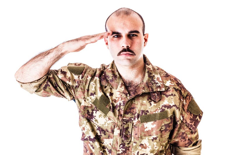 Saluting soldier stock photo. Image of isolated, mustache - 59000456