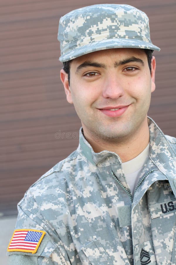 Soldier Smiling Close Up Isolated Stock Image - Image of good, male ...