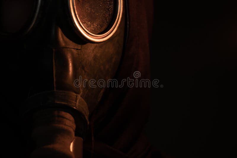 Soldier in a Soviet Gas Mask in the Dark, Gas Mask, Attack Stock Photo ...