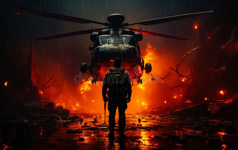 A Soldier Standing in Front of an Aeroplane. a Man Standing in Front of ...