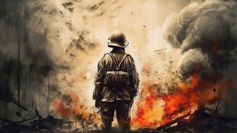 A Soldier is Standing in Front of the End of the War, Sad Memorial Day ...