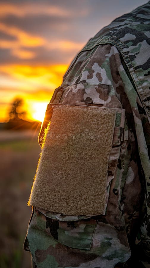 A Soldier Stands Proudly in a Field at Sunset, Showcasing Their ...