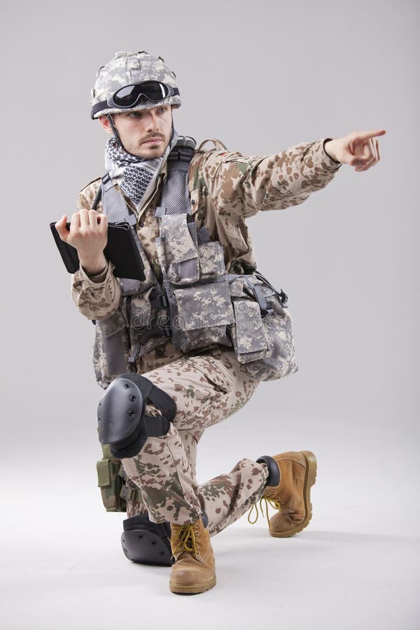 Soldier with Tablet Computer Stock Image - Image of attack, computer ...
