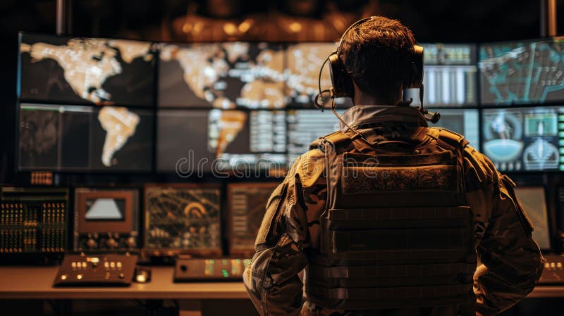 The Soldier in Command Center. AI Generated Stock Photo - Image of ...