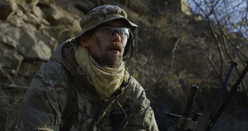Soldier Taking a Break and Smoking Stock Image - Image of break ...