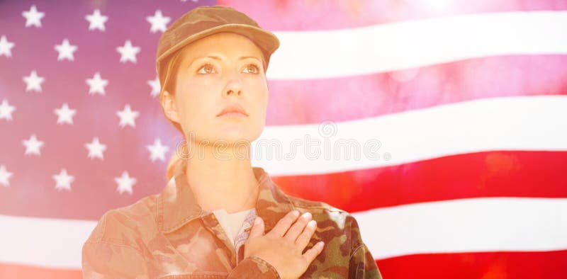 Soldier taking pledge stock photo. Image of digitally - 73062692