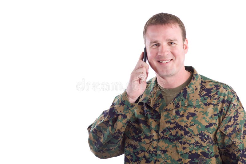 Soldier Talking on the Phone Stock Photo - Image of isolated, uniform ...